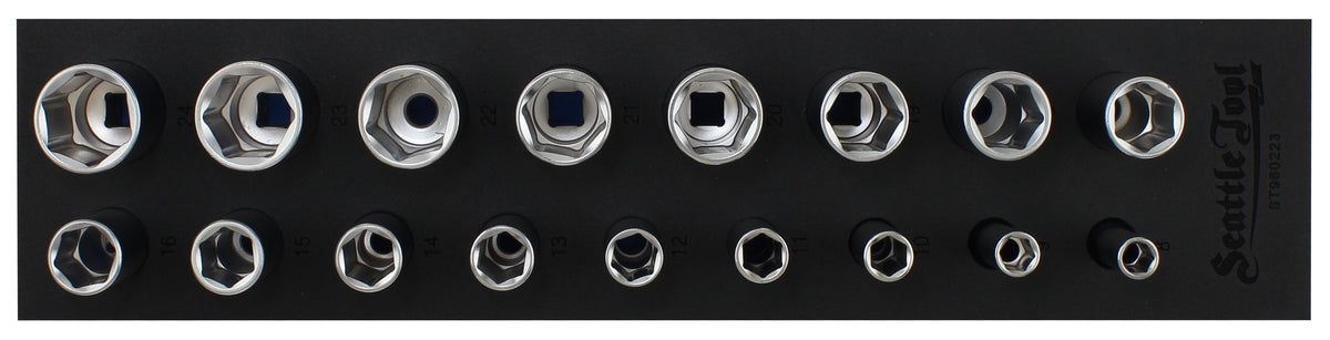 3/8" Deep Socket Set - 17 Pieces Metric – Seattle Tool